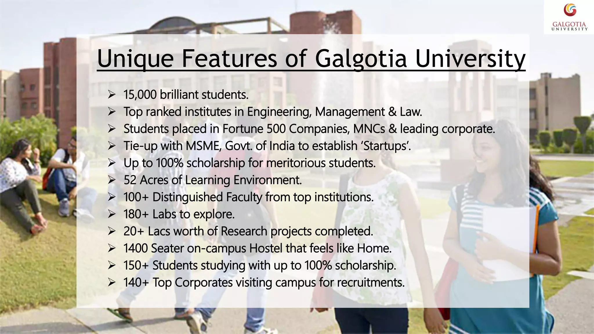 About Galgotia University | Education and Placements | PPT