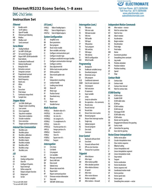 Galil dmc21x2x3 catalog | PDF | Computer Peripherals | Computing