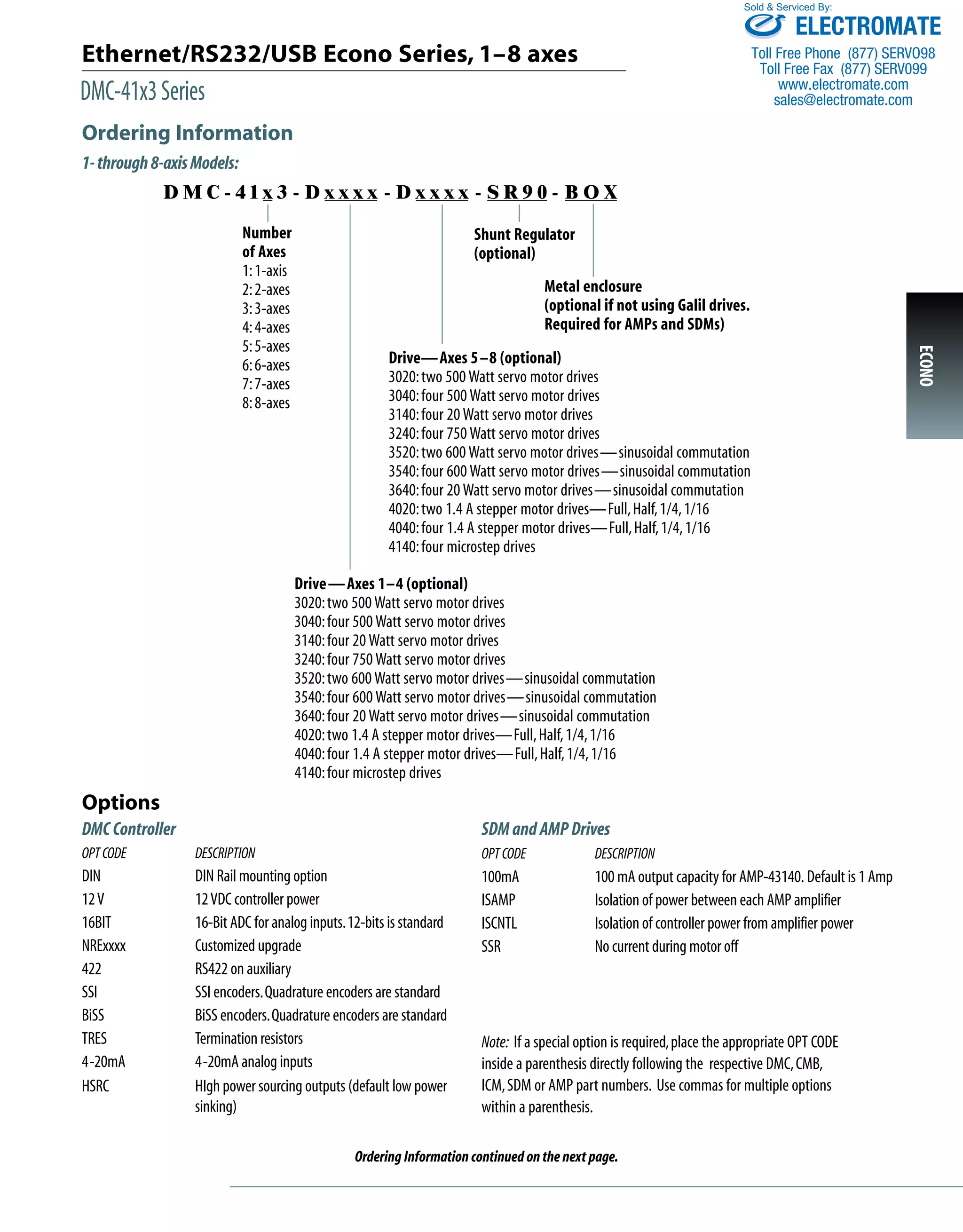 Galil dmc41x3 catalog | PDF
