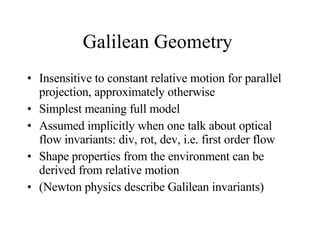 Galilean Differential Geometry Of Moving Images | PPT