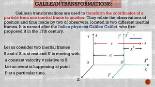 Understanding Galilean Transformation: Foundation of Classical Mechanics and Motion in Inertial ...