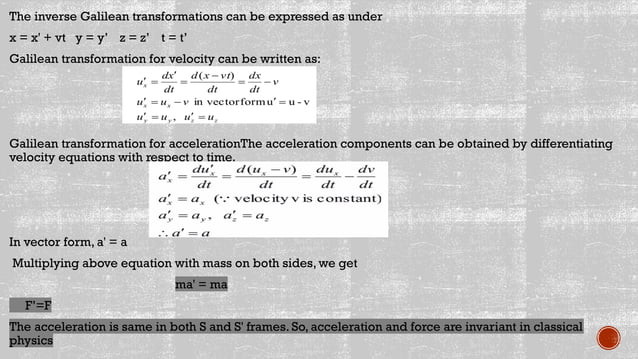 Understanding Galilean Transformation: Foundation of Classical ...