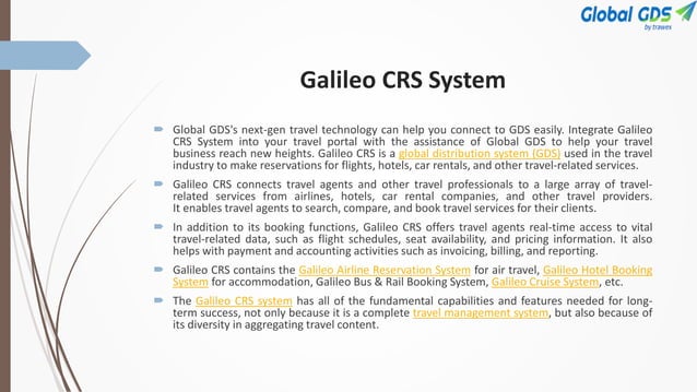Galileo CRS System, Galileo CRS System Software | PPTX