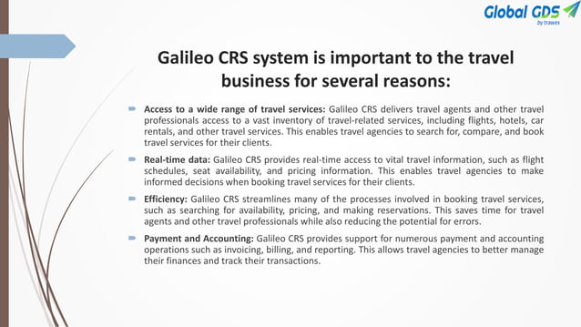 Galileo CRS System, Galileo CRS System Software | PPTX