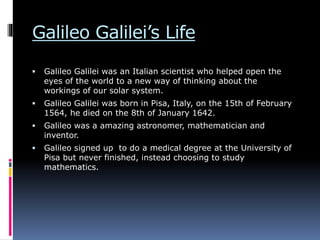 Galileo galilei | PPTX | Space and Astronomy | Science