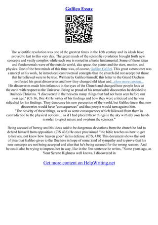 Galileo Galilei Essay | PDF