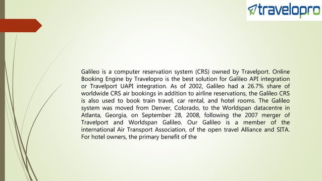 Galileo gds system | PPTX | Travel