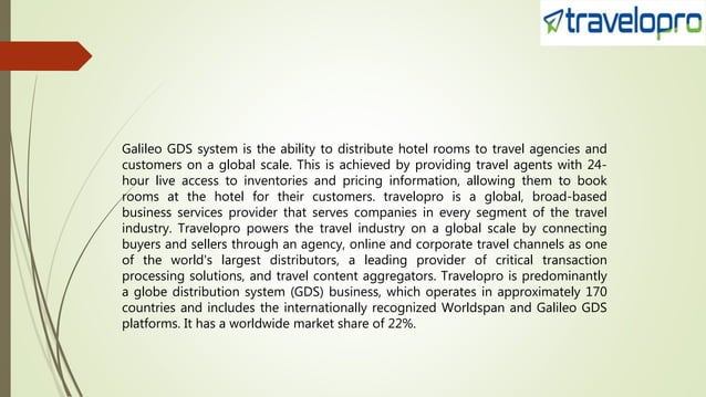 Galileo gds system | PPTX | Travel