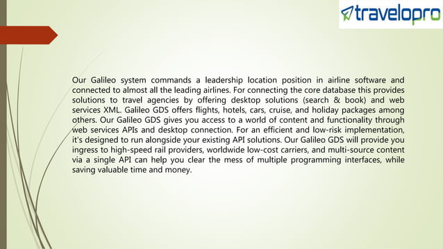 Galileo gds system | PPTX | Travel