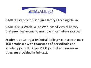 Using GALILEO | PPT