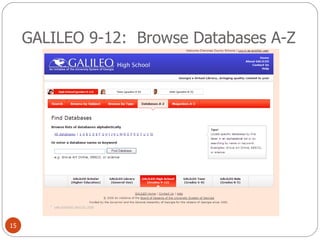 Supplemental Handout: GALILEO and Web 2.0 Tools Info | PPT