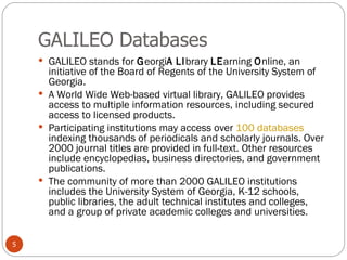 Supplemental Handout: GALILEO and Web 2.0 Tools Info | PPT