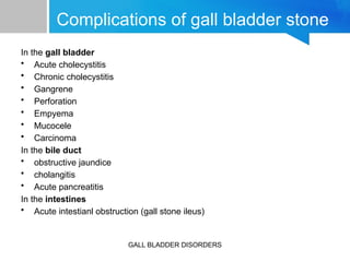 GALL BLADDER DISORDERS: Cholelithiasis and cholecystitis.pptx