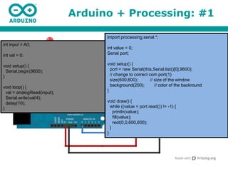 Roberto Gallea: Workshop Arduino, giorno #2 Arduino + Processing | PPT
