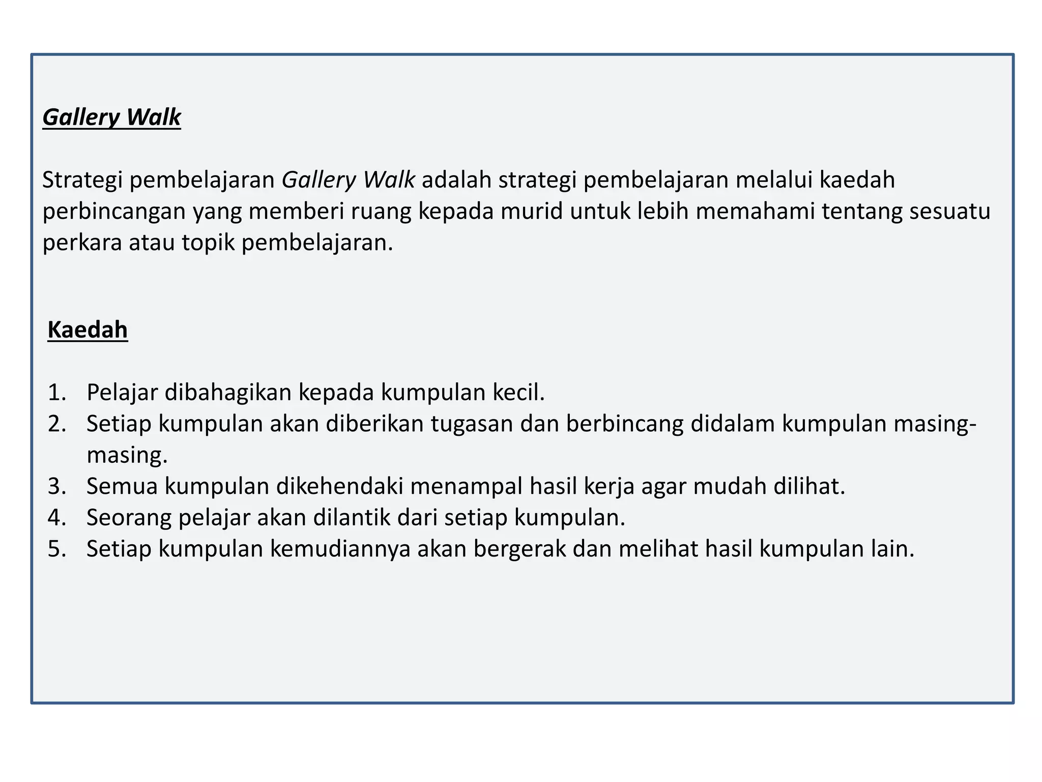 Strategi Pembelajaran Kooperatif: Gallery walk PPT | PDF