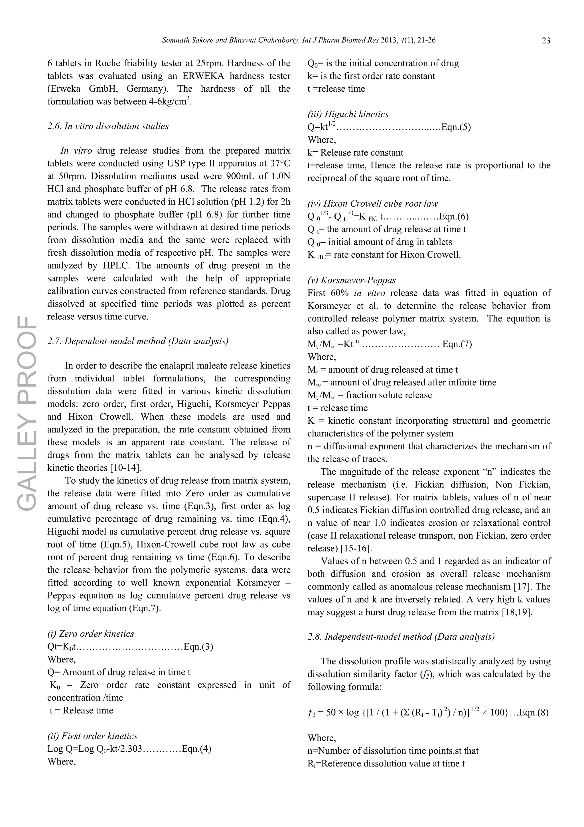 Formulation And Evaluation Of Enalapril Maleate Sr Matrix Tablets Pdf