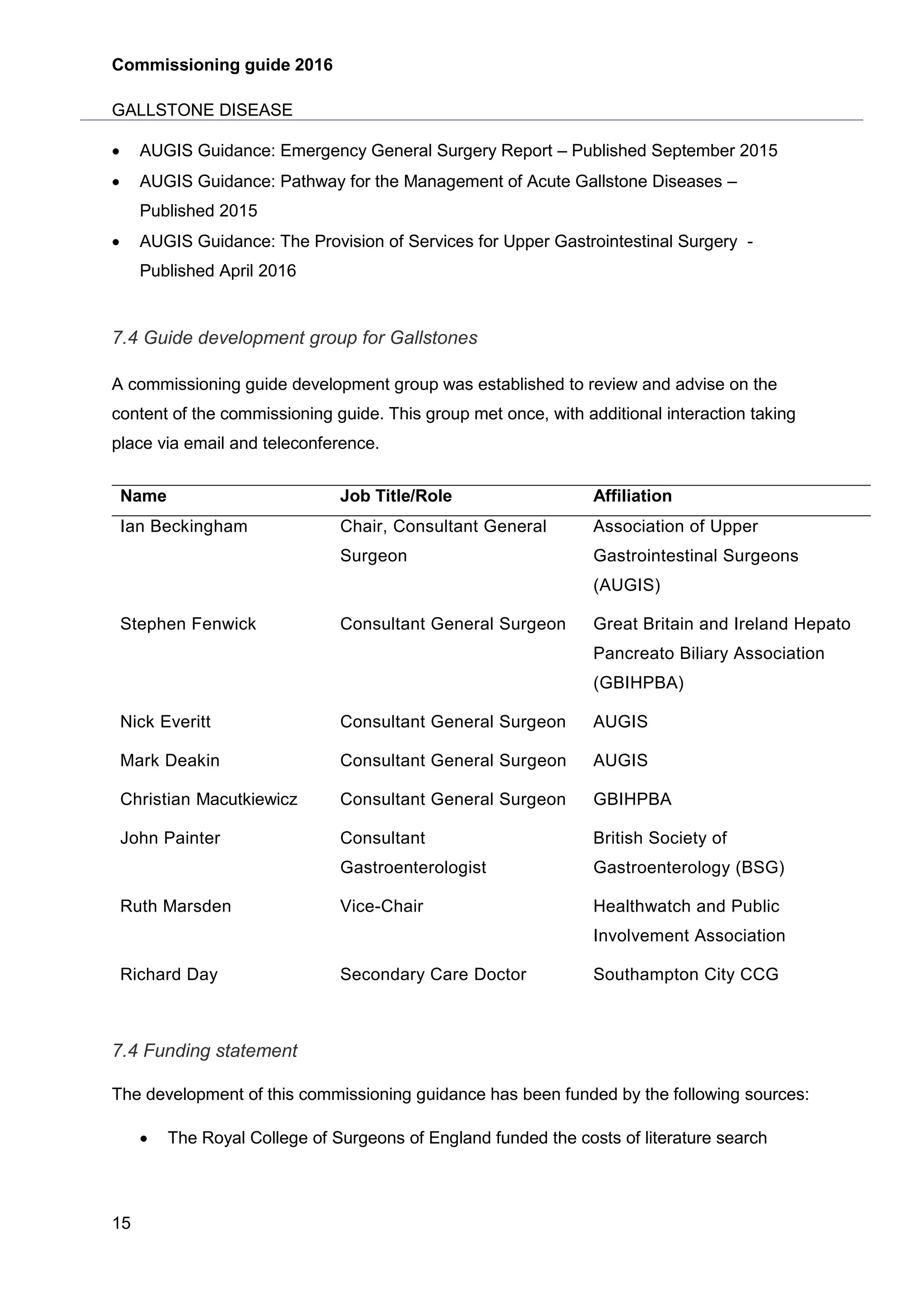 Gallstone disease commissioning guide for republication | PDF