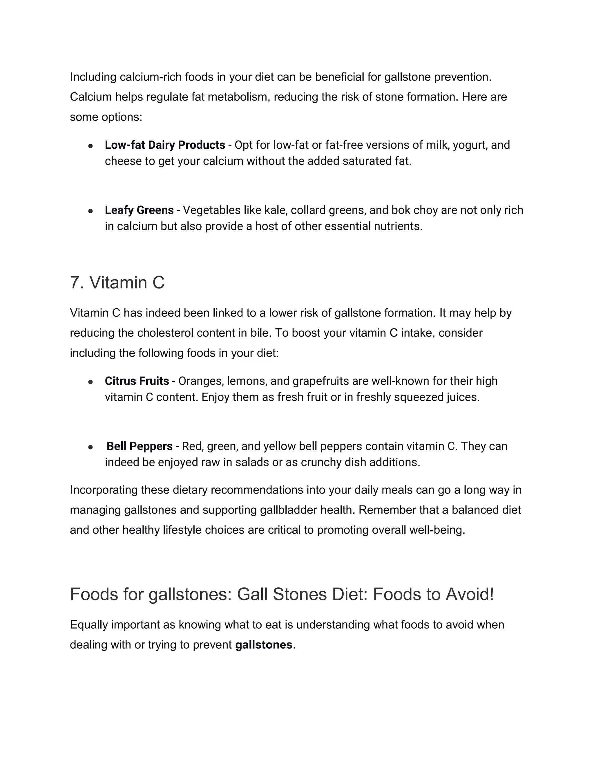 Gall Stones Diet Foods To Eat And Avoid | PDF