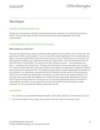 Gallup® CliftonStrengths™_Kaitlin Sitchenko | PDF