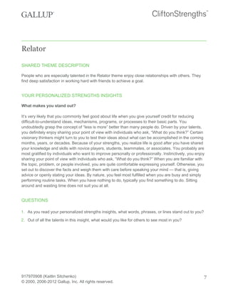 Gallup® CliftonStrengths™_Kaitlin Sitchenko | PDF