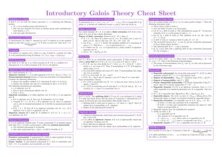 Galois Theory Cheat Sheet and booklet for short trick | PPT