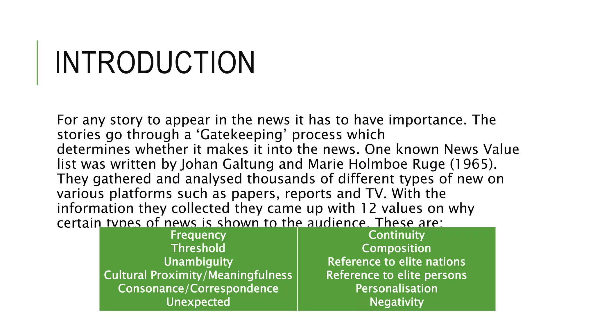 Galtung and ruge’s news values | PPTX