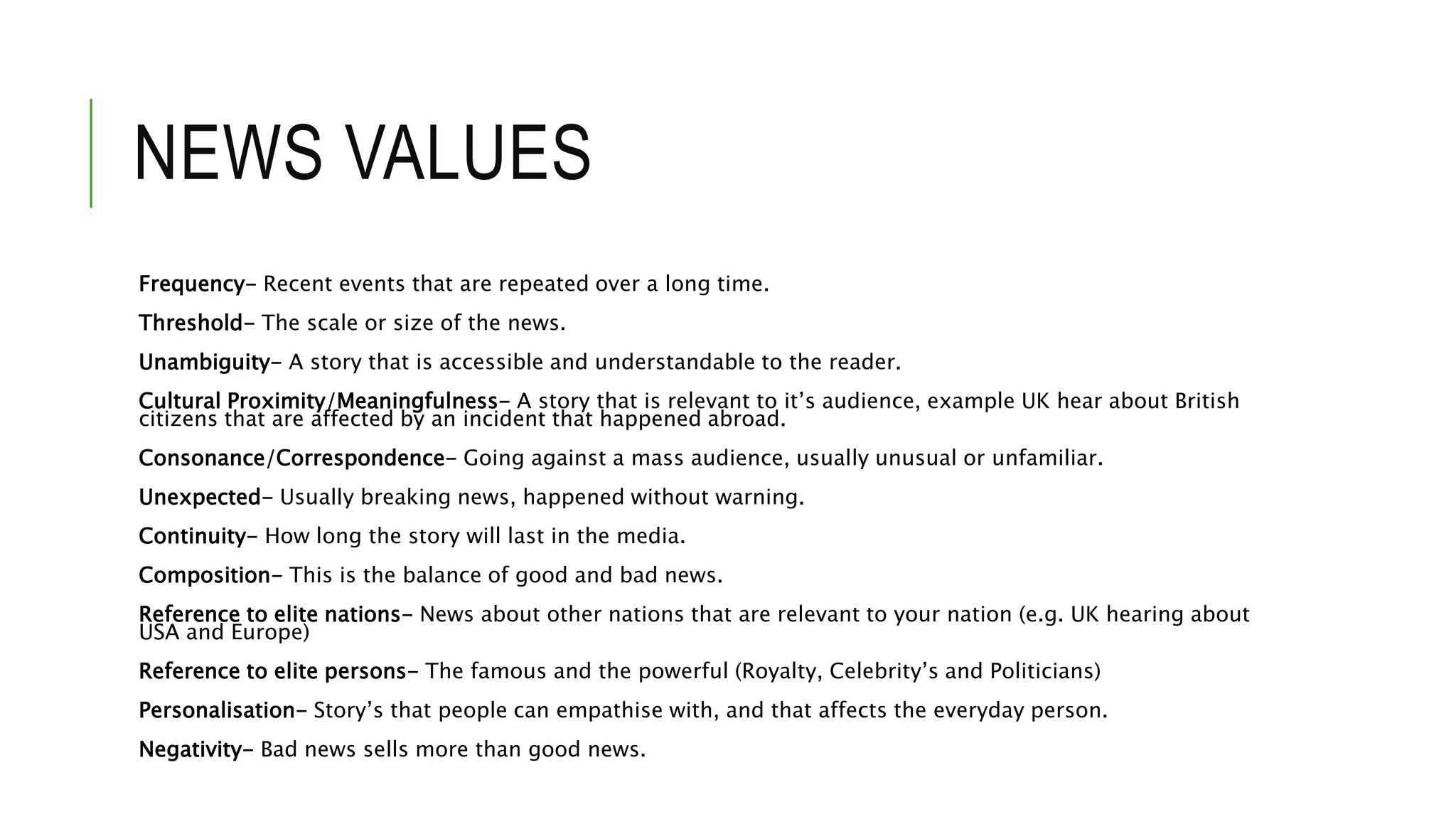 Galtung and ruge’s news values | PPTX