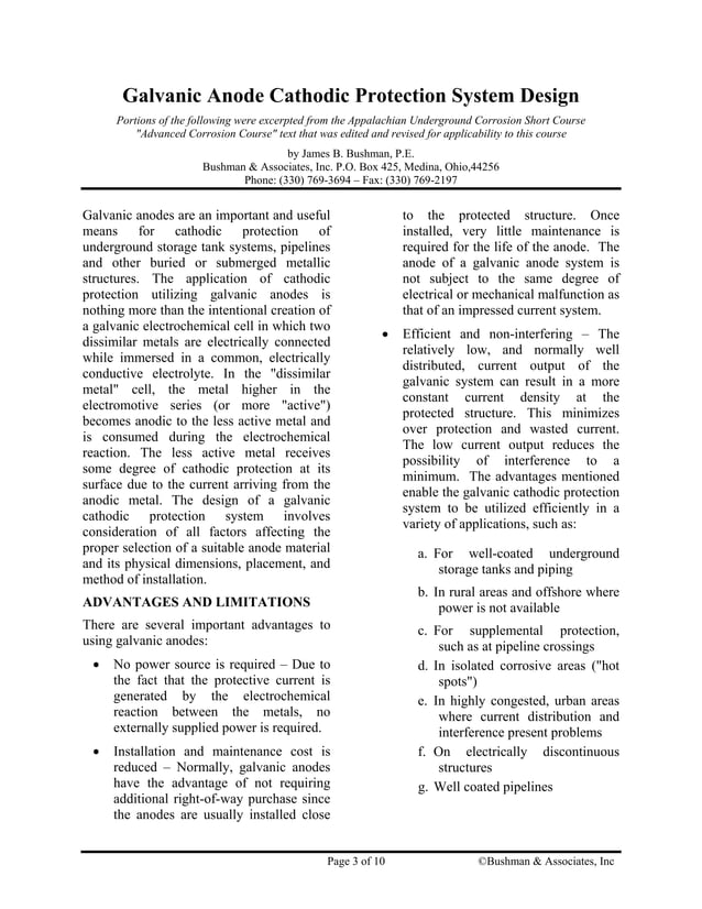 Galvanic anodes system design | PDF