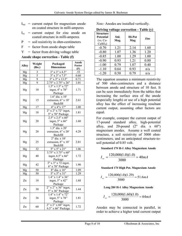 Galvanic anodes system design | PDF
