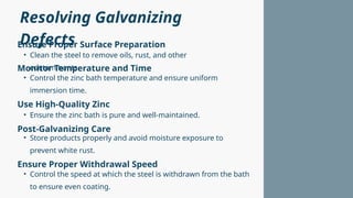 Identify & Resolve Galvanizing Defects for Superior Steel Coatings | PPTX