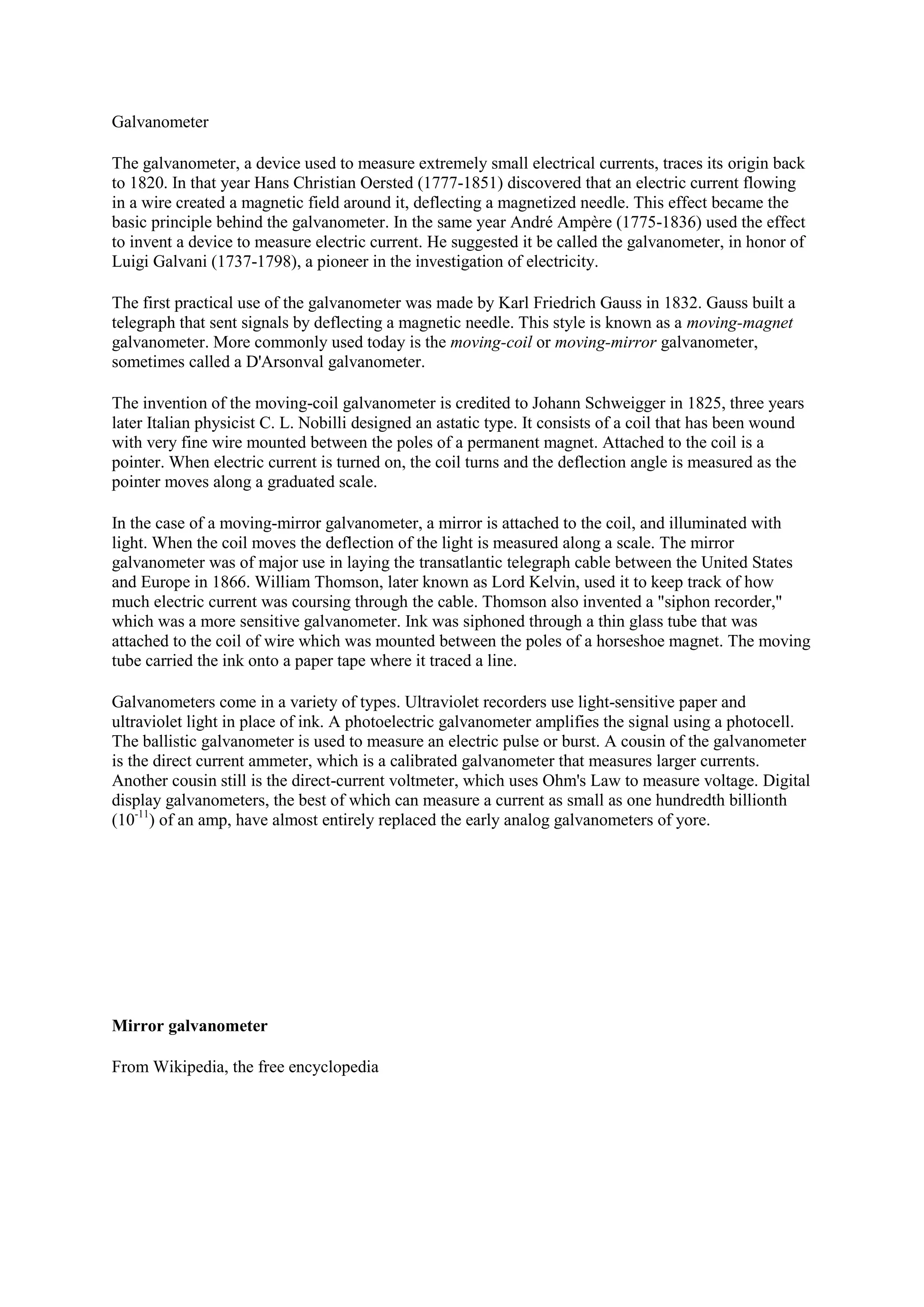 Galvanometer | DOCX
