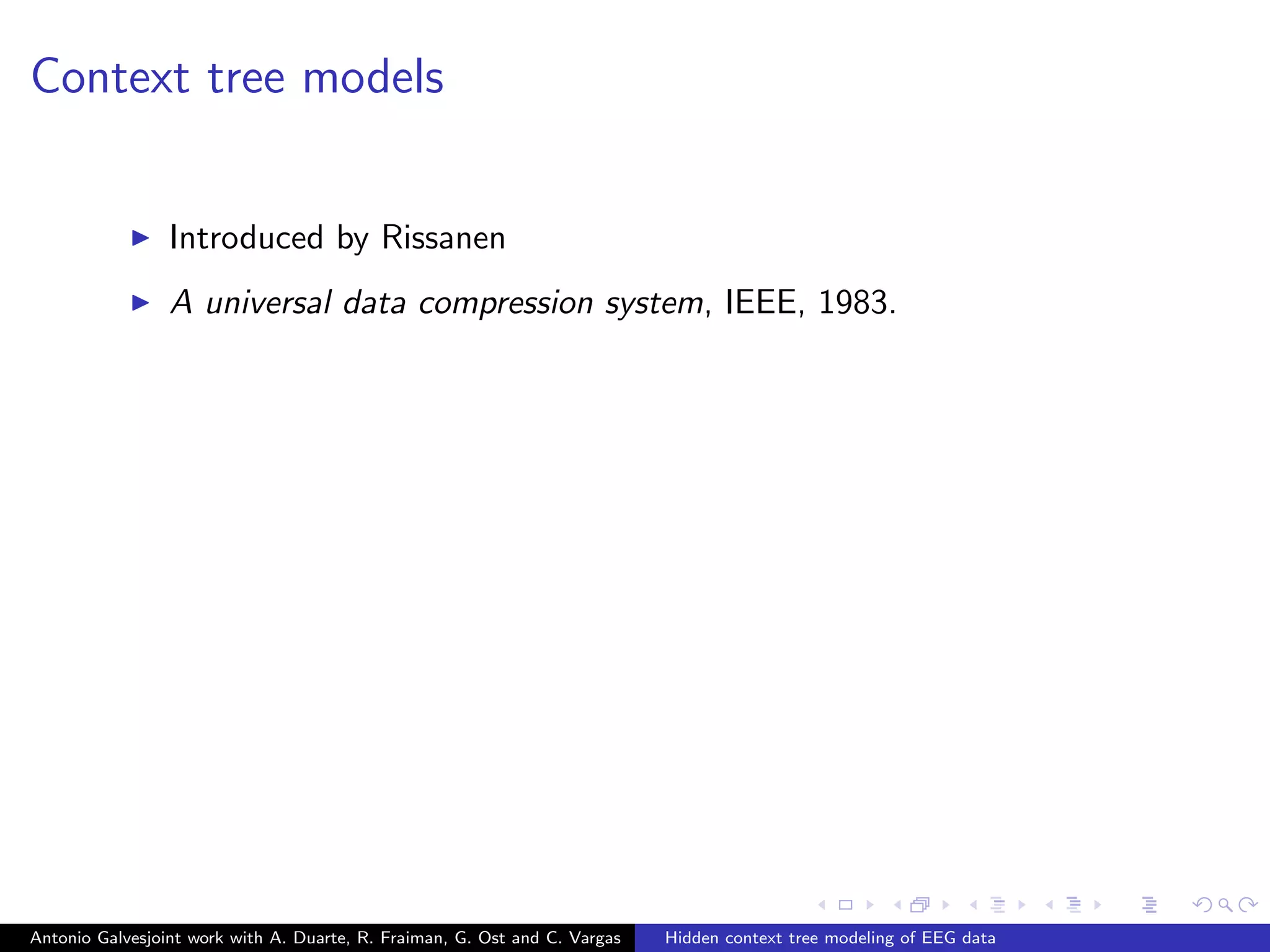 Hidden context tree modeling of EEG data | PPT