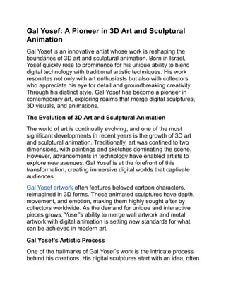 Gal Yosef_ A Pioneer in 3D Art and Sculptural Animation | PDF