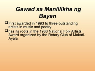 gamaba awardee and national artists of the Philippines | PPT