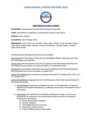 GAMA MUN DISEC RESOLUTION | PDF