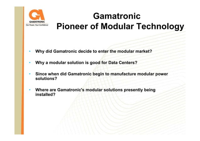 Gamatronics Solutions for Data Centers | PPT