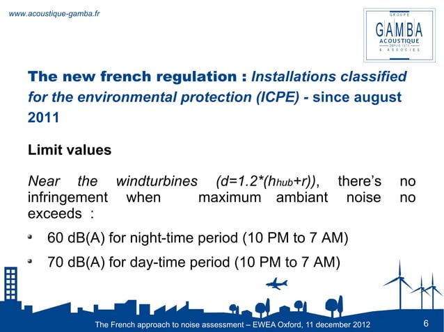 French approach to noise assessment - Gamba Acoustique - EWEA Oxford ...