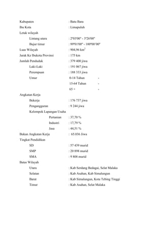 Gambaran geografis daerah tingkat ii provinsi sumatera utara | PDF