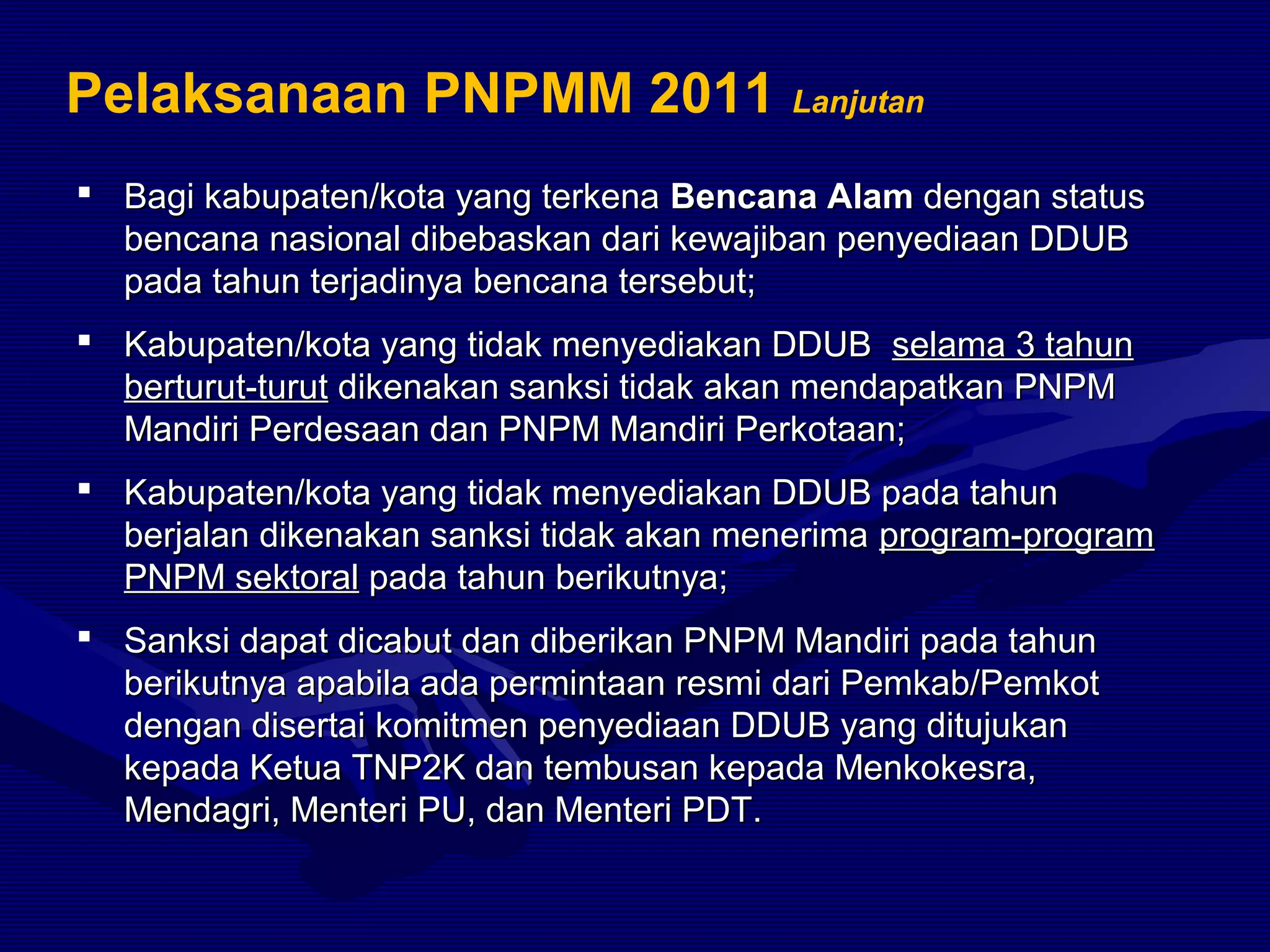Gambaran Umum PNPM Mandiri Perkotaan Tahun 2011 | PPT