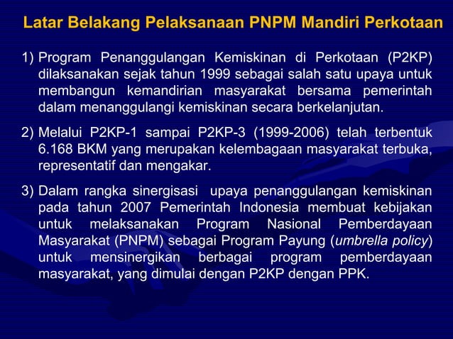 Gambaran Umum PNPM Mandiri Perkotaan Tahun 2011 | PPT