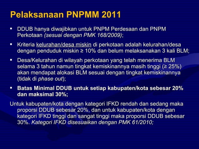 Gambaran Umum PNPM Mandiri Perkotaan Tahun 2011 | PPT