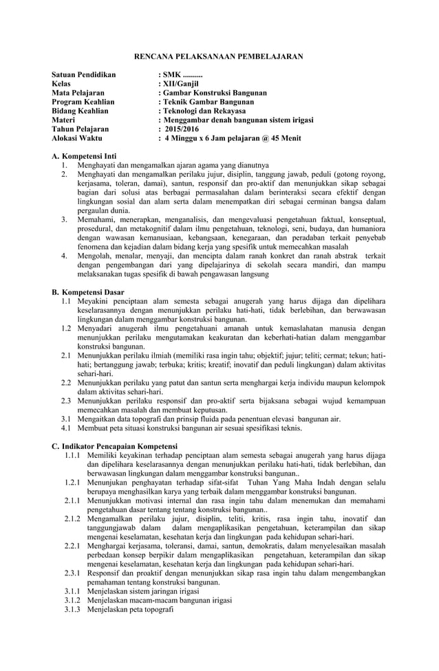 RPP Gambar Konstruksi Bangunan SMK Kelas XII | PDF