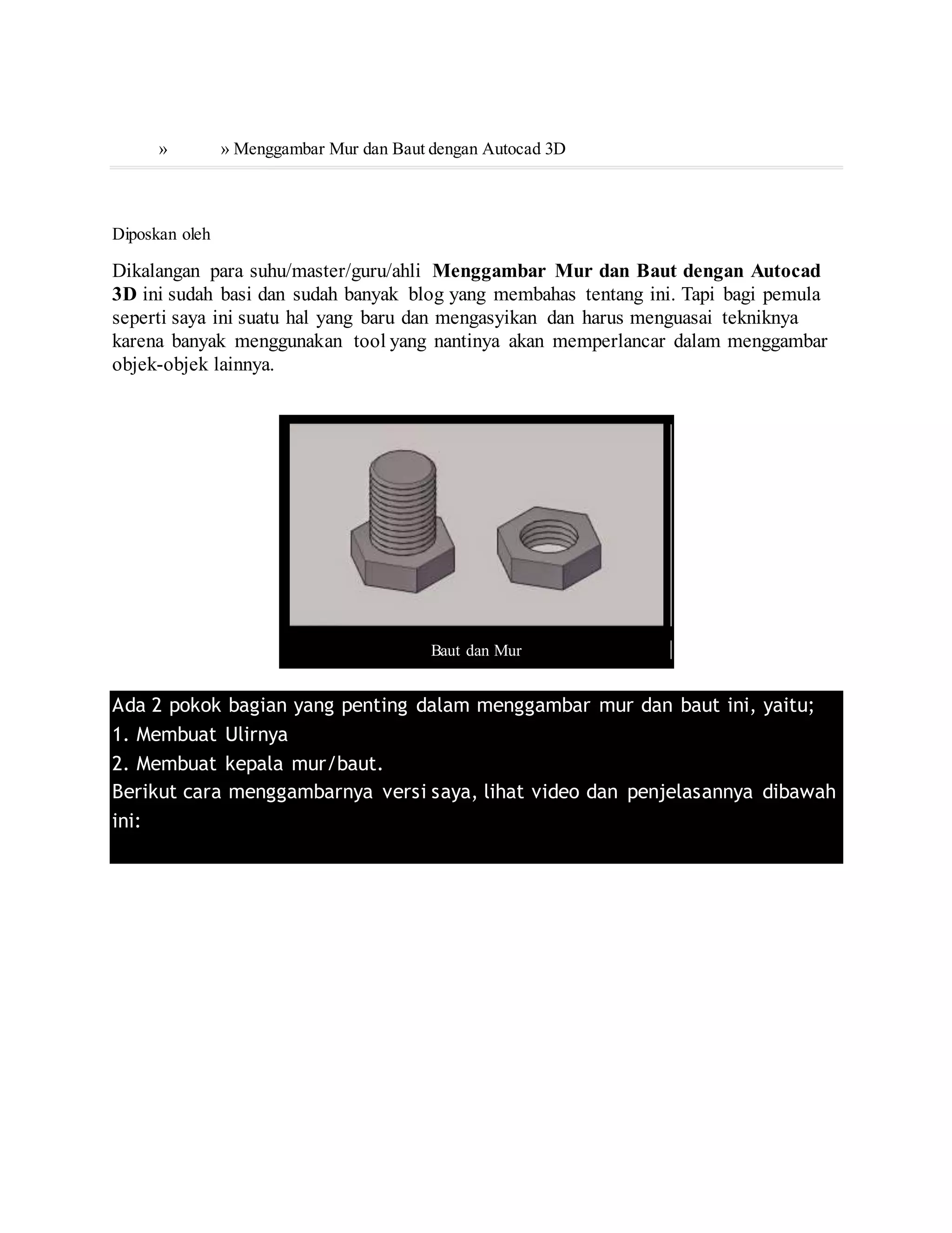 Gambar mur baut 3 d | DOCX