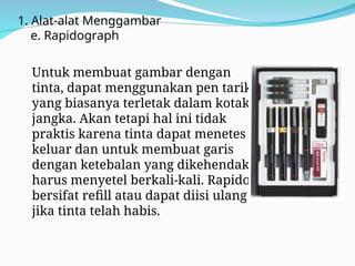peralatan dan bahan untuk melakukan menggambar teknik listrik.ppt