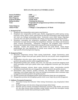 RPP SMK Gambar Teknik Kelas X | PDF