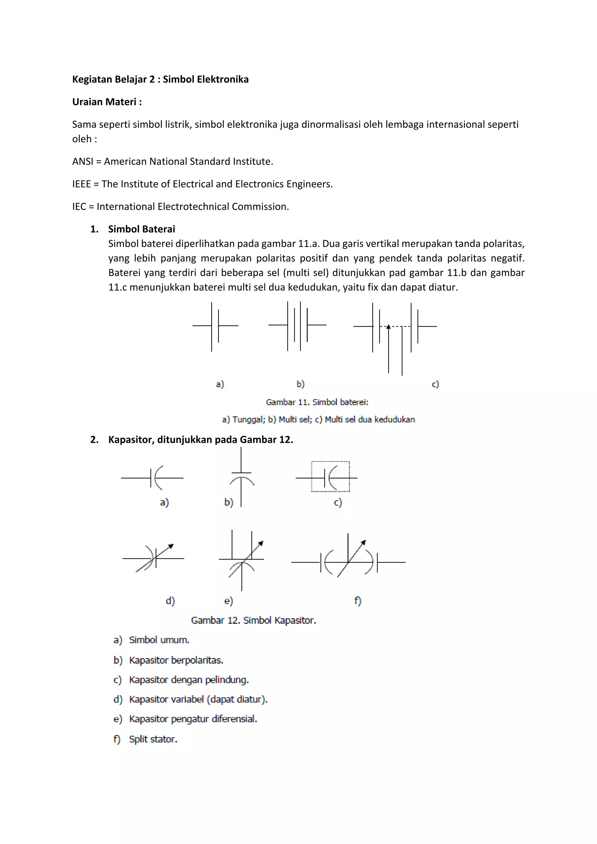 Modul Gambar Teknik : KB2. Simbol Elektronika | PDF