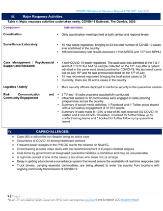 Gambia COVID-19 Outbreak Situational Report | PDF