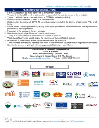 Gambia COVID-19 Outbreak Situational Report | PDF