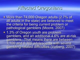 Recognizing Problem Gambling - for Child and Family Clinicians | PPT