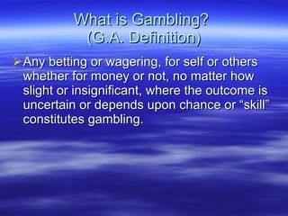 Recognizing Problem Gambling - for Child and Family Clinicians | PPT